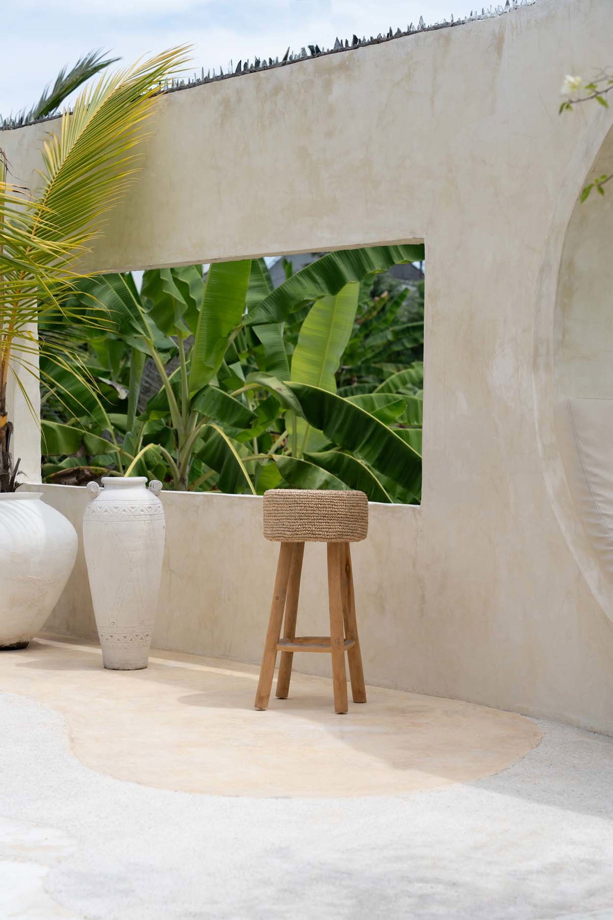 Get The Eco-friendly Tall Raffia Bar Stool - Perfect for Boho or Tropical Interiors