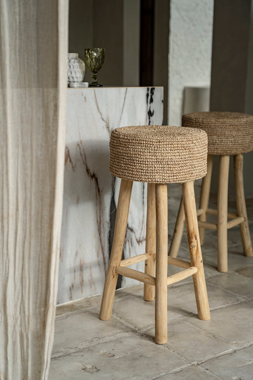 Get The Eco-friendly Tall Raffia Bar Stool - Perfect for Boho or Tropical Interiors